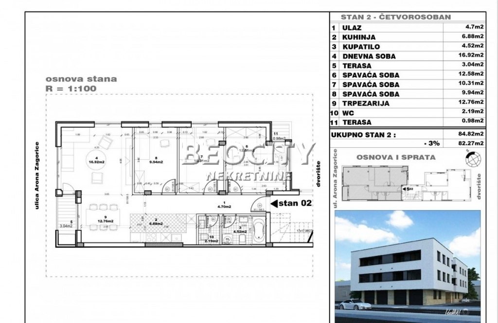 Novi Sad, Novo Naselje, Arona Zagorice, 4. 0, 83m2, 141100EUR