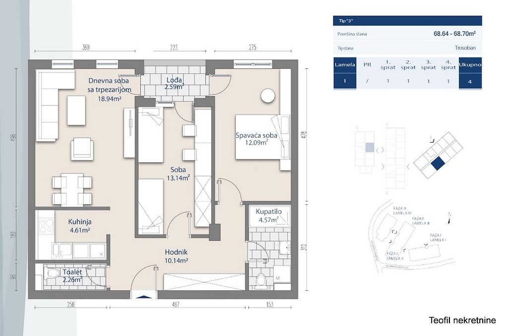 ZVEZDARA CVETANOVA ĆUPRIJA 69m2 , (L) , 137400e