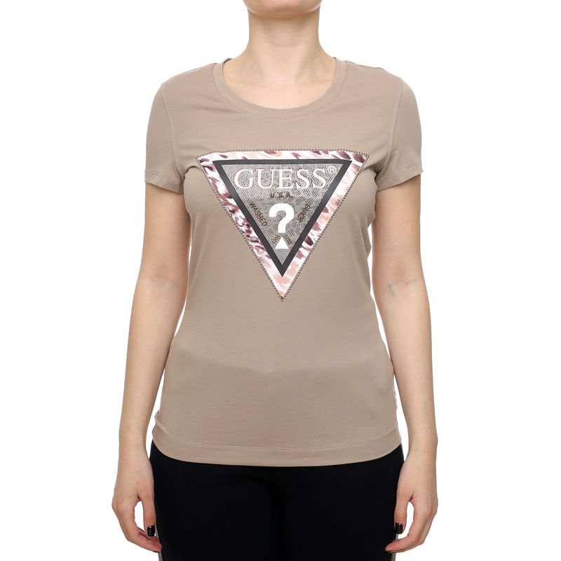 Ženska majica Guess Ss Cn Cheeta Logo Triangle Tee