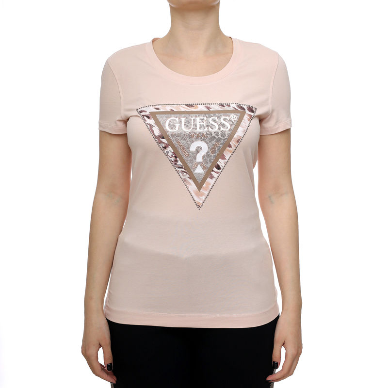 Ženska majica Guess Ss Cn Cheeta Logo Triangle Tee