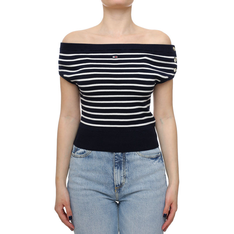 Ženski džemper Tommy Hilfiger Off Shoulder Stripe Sweater