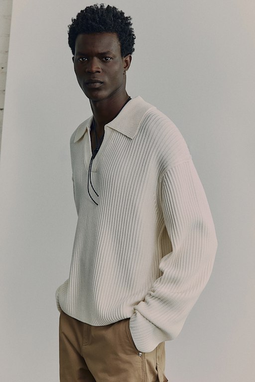 RIB-KNIT POLO JUMPER