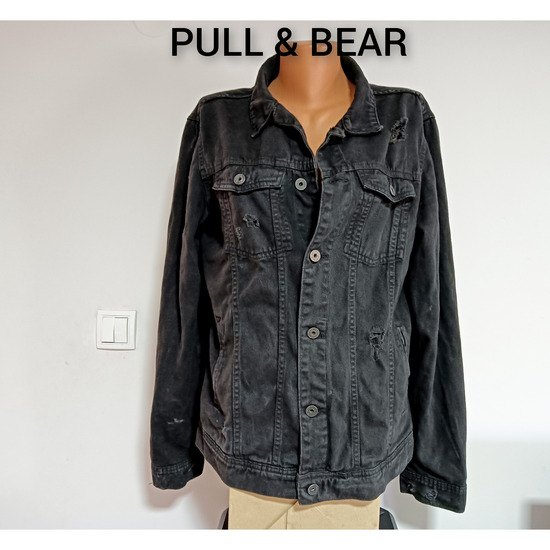 PULL & BEAR crna Teksas jakna gornjak vel L