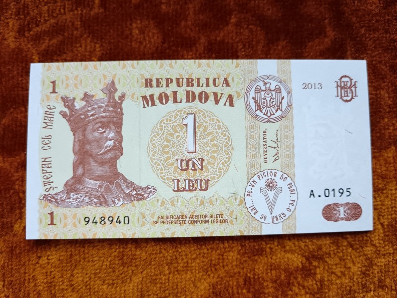 Moldavija 1 lej,2013 god.UNC