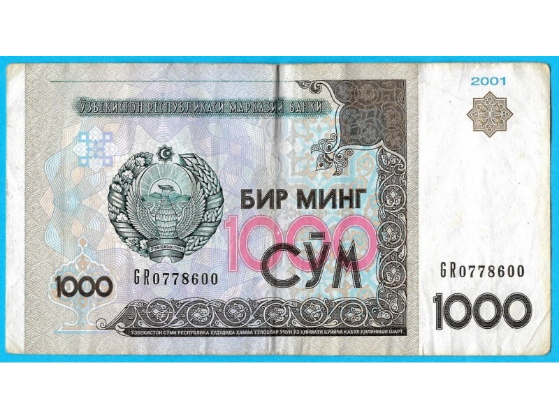 Uzbekistan 1000 suma 2001