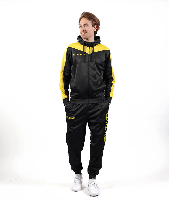 TUTA ROMA CON CAPPUCCIO POLARFLEECE NERO/GIALLO Tg. 2XS