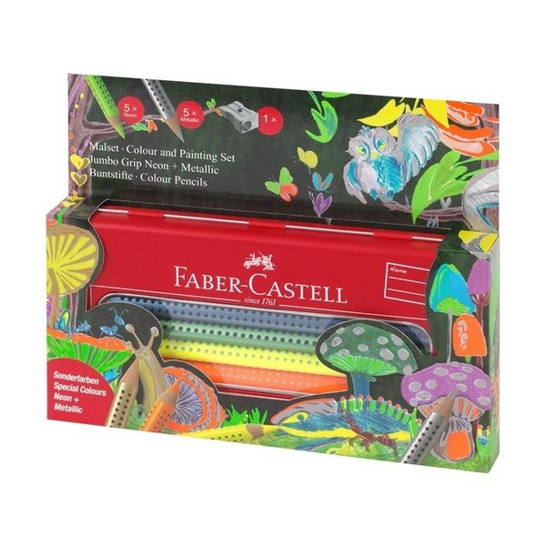 Faber-Castell FC BOJICE DRVENE 1/10 GRIP JUMBO NEON+METAL