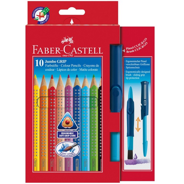 Faber-Castell FC BOJICE DRVENE 1/10 GRIP+CLIC&GO BRUSH