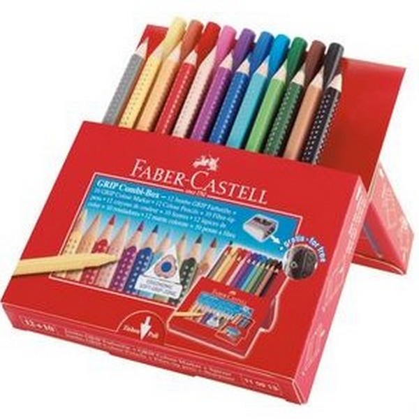 Faber-Castell FC BOJICE DRVENE JUMBO GRIP + FLOMASTERI 1/10 + REZAC 110913