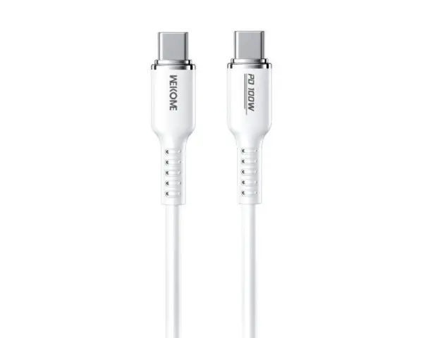 WEKOME Kabl 3.1 USB tip C MM 1.2m, za Superbrzo punjenje 100W480Mbps, Silicon Soft, beli WDC-11