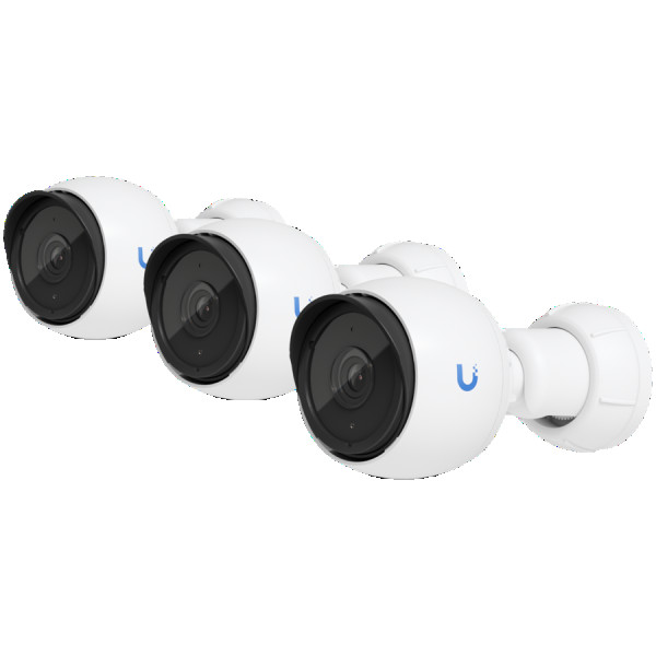 UBIQUITI G4 Bullet 3-pack; 2K (4MP) video resolution; Flexible 3-axis adjust mount; 9 m (30 ft) IR night vision; AI event detections; Reco