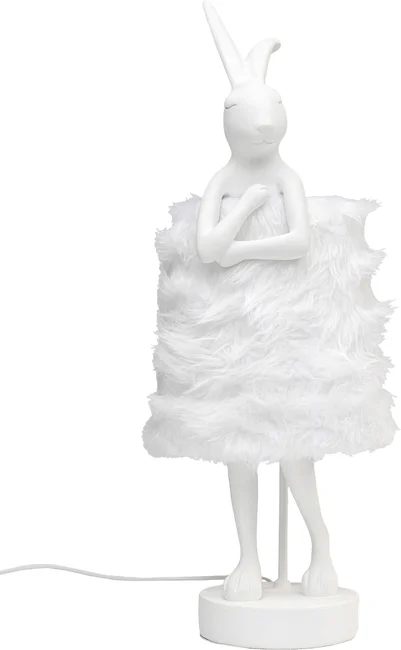 Stona lampa Animal Rabbit Fur White/Silver 68cm