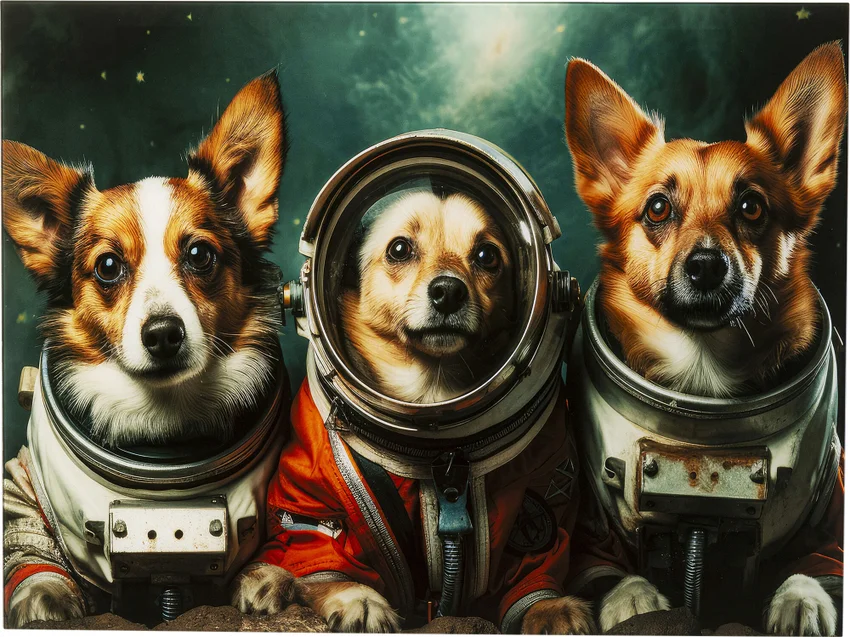Slika na staklu Astronauts Dogs 80x60cm