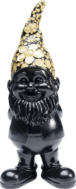 Ukrasna Figura Gnome Standing crna Gold