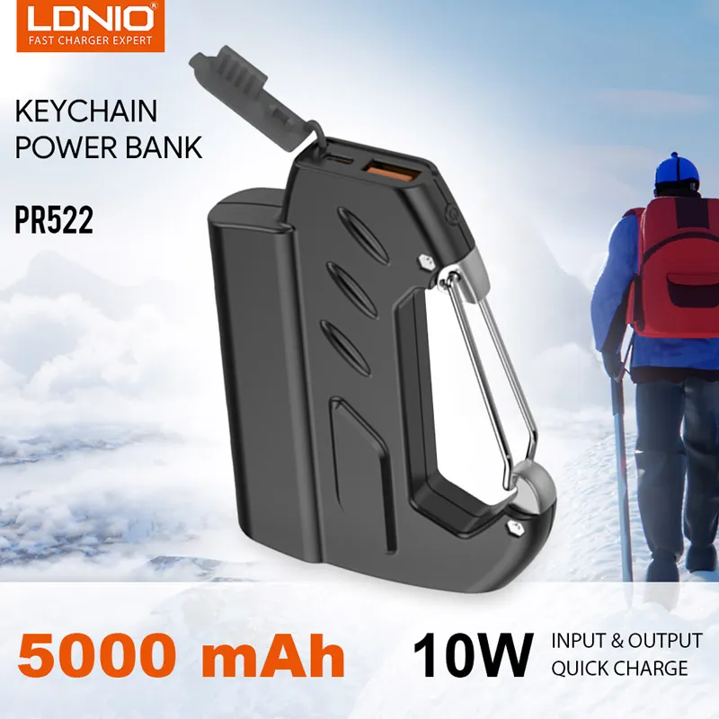 Power bank prenosiva baterija LDNIO PR522 10W privezak 5000mAh crni