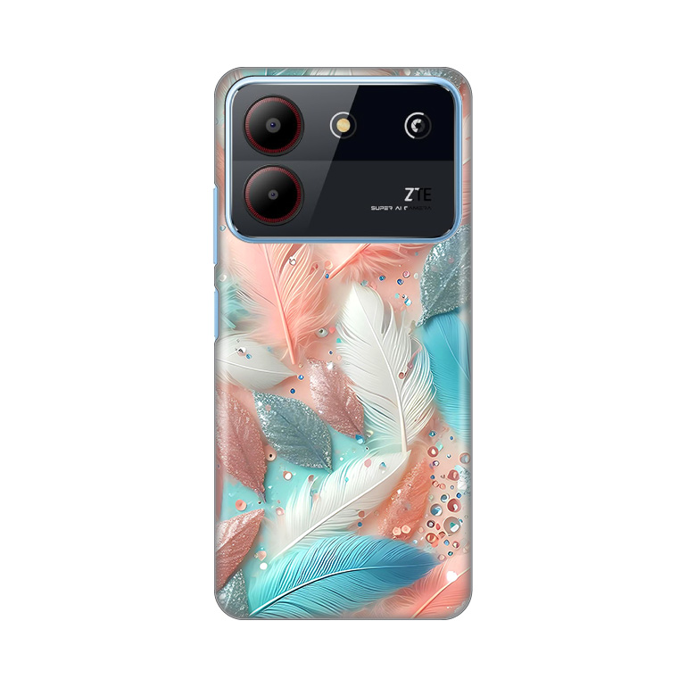 Maska(futrola) Silikonska Print za ZTE Blade A54 Pastel Feathers