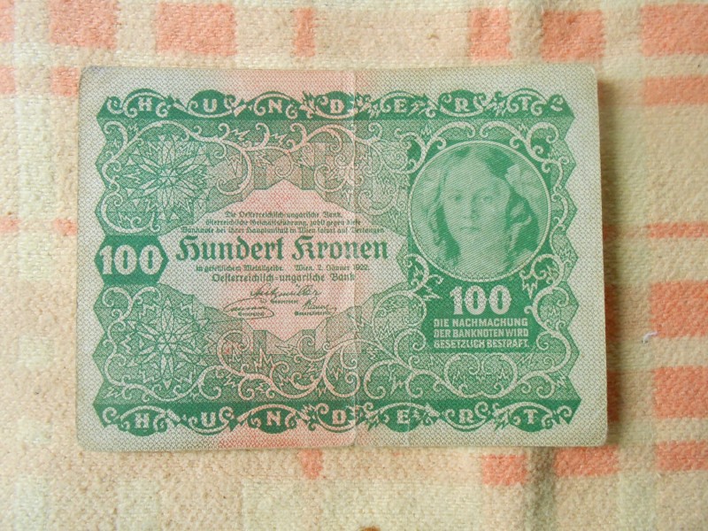 AUSTRIJA 100 KRUNA 1922.