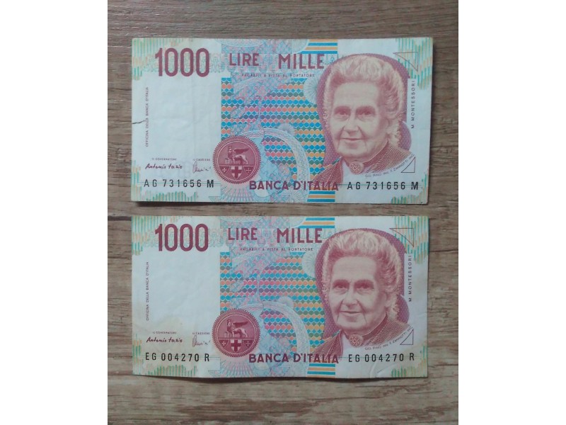 N 9 - Italija - 1000 lira 1990 - 2 kom. - F / VF -