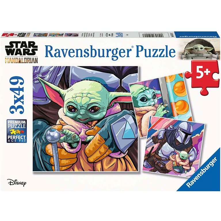 Ravensburger puzzle (slagalice) - 3 x 49 pcs Mandalorian: Grogu RA05241