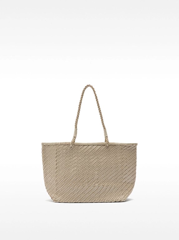 Woven leather shopper bag