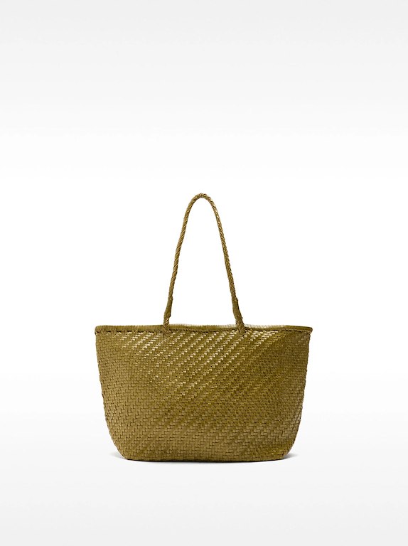 Woven leather shopper bag