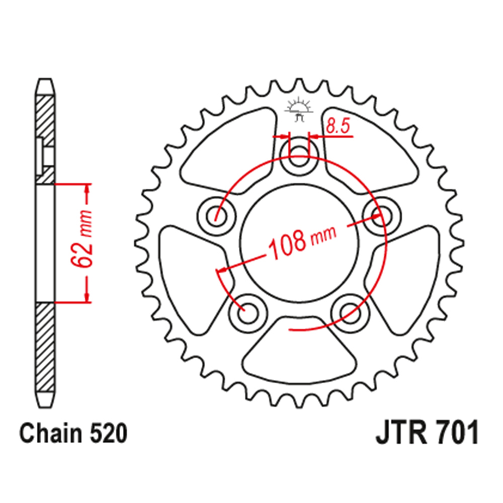 Lančanik zadnji JT JTR701-40-50-32055 (520) 40 zuba
