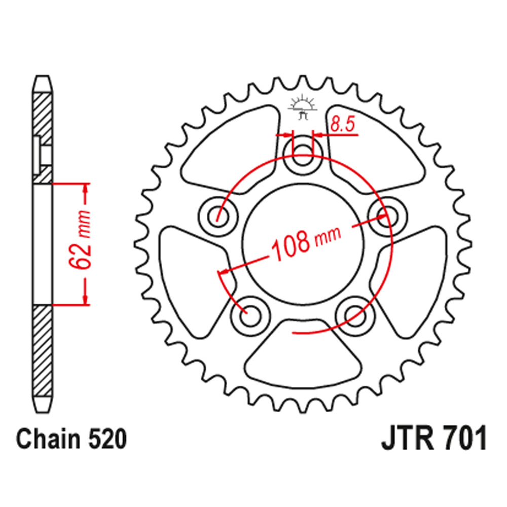 Lančanik zadnji JT JTR701-39-50-32055 (520) 39 zuba