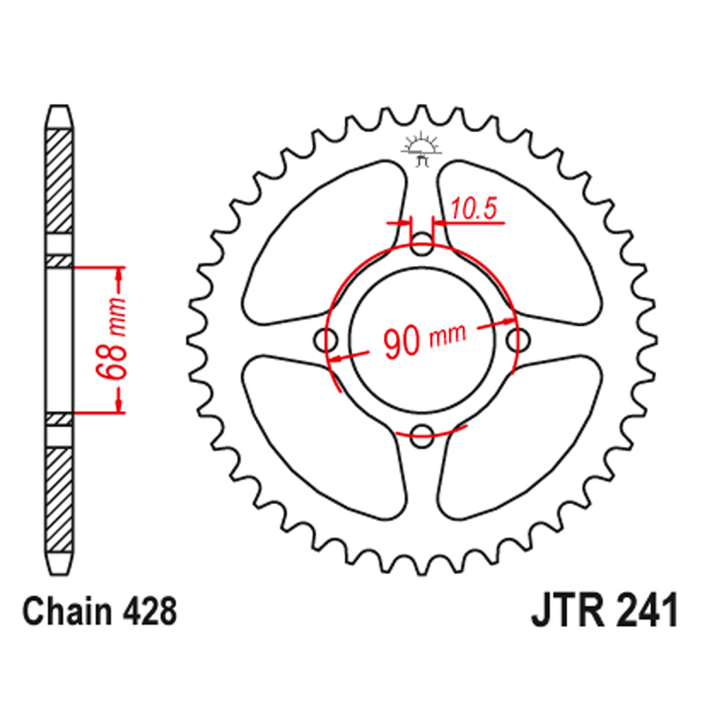Lančanik zadnji JT JTR241-45 (428)45 zuba
