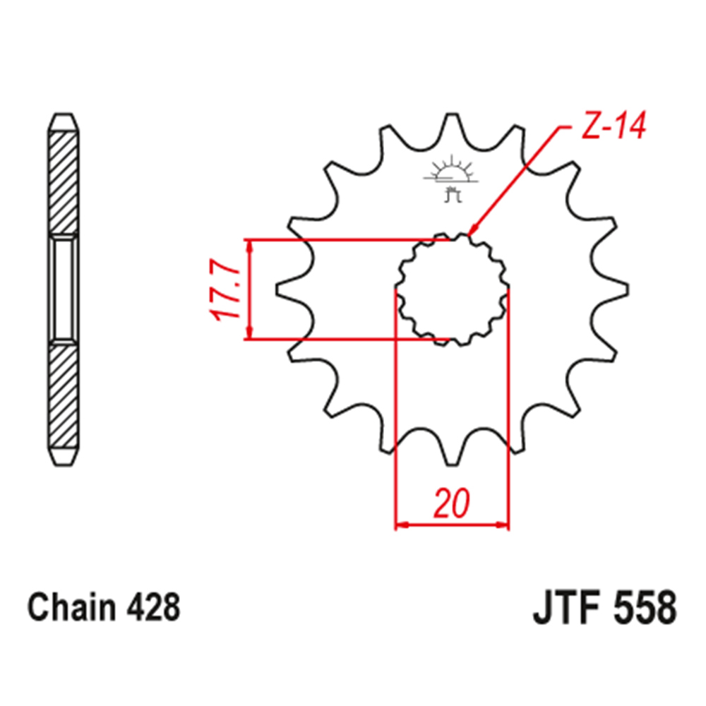 Lančanik prednji JT JTF558-16-50-15019 (428)16 zuba