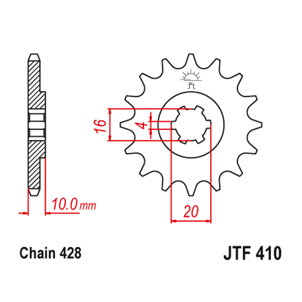 Lančanik prednji JT JTF410-16 (428) 16 zuba