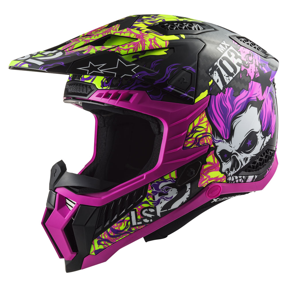 Kaciga LS2 Cross MX703 C X-FORCE CARBON FIRESKULL crno ljubičasta