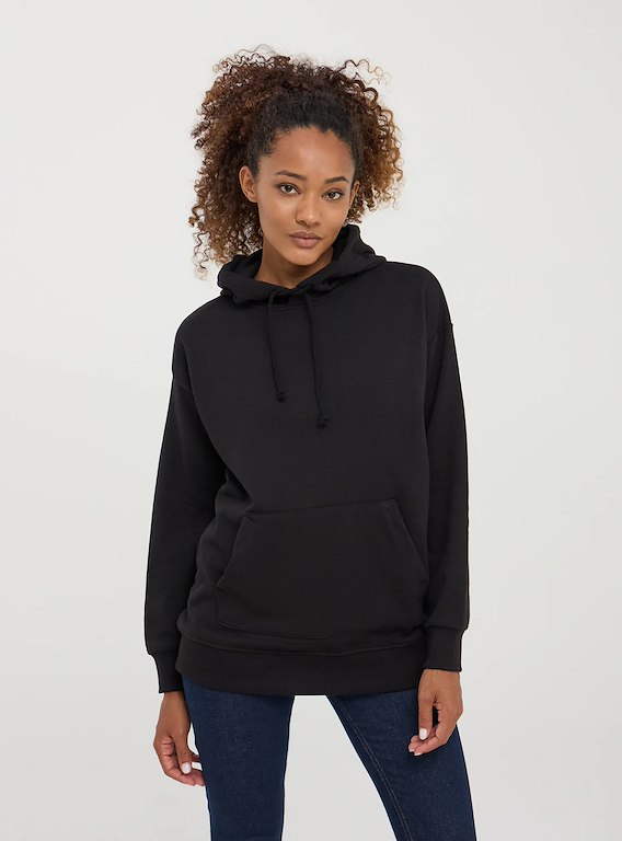 Maxi single-colour hoodie Crna