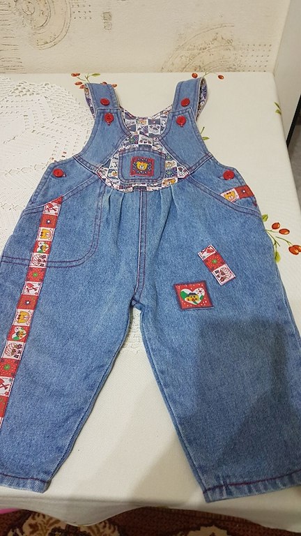 Decije pantalone na tregere, deblje, br.68, bez ostecenja