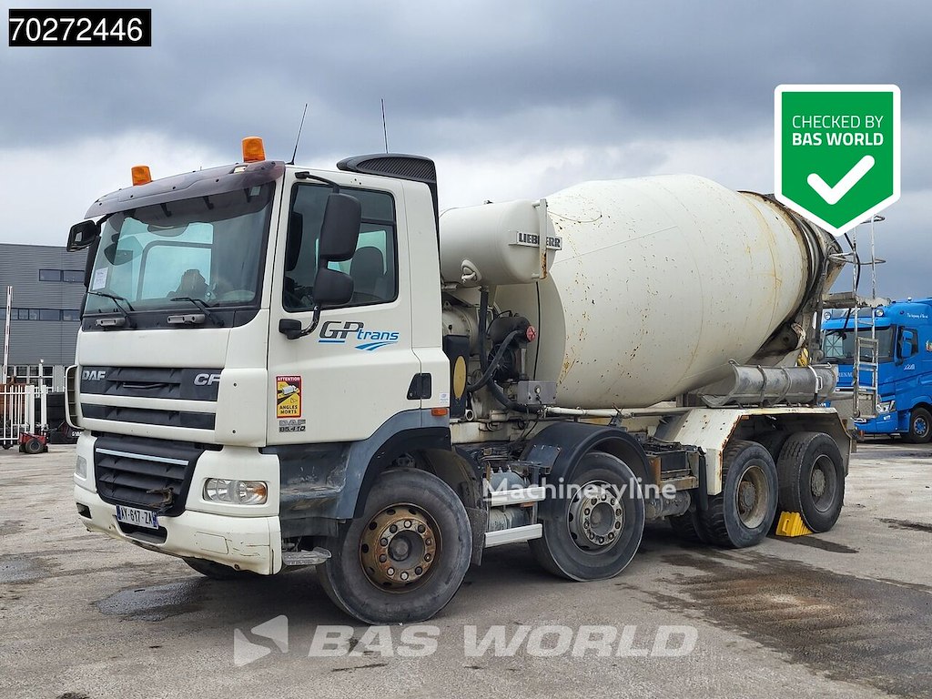 DAF CF85.410 8X4 BROKEN ENGINE / CONCRETE INSIDE mixer 9m3 Liebherr kamion s mešalicom za beton