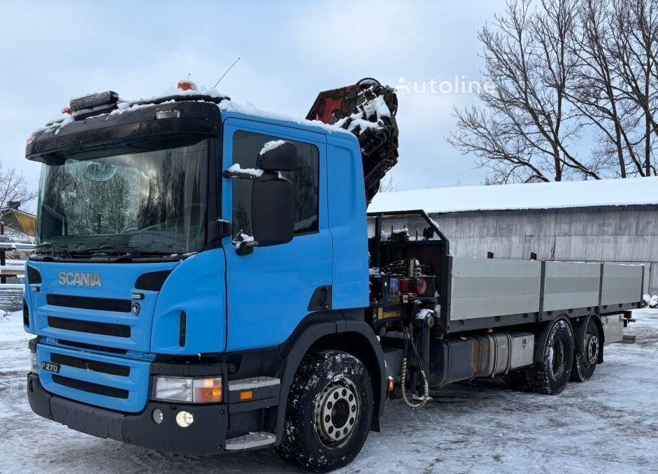 Scania P270 6x2 open box+ HMF 1680 + radio kamion s ravnom platformom