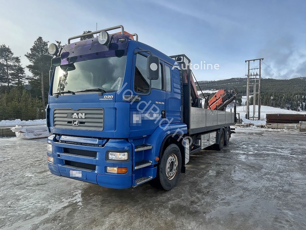 MAN TGA 26.350 *6x2 *PALFINGER PK 15502 (2007y.) *BED 7.2m *VIDEO kamion s ravnom platformom