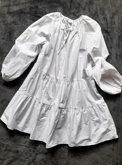 H&M poplin bela haljina-(100% pamuk)