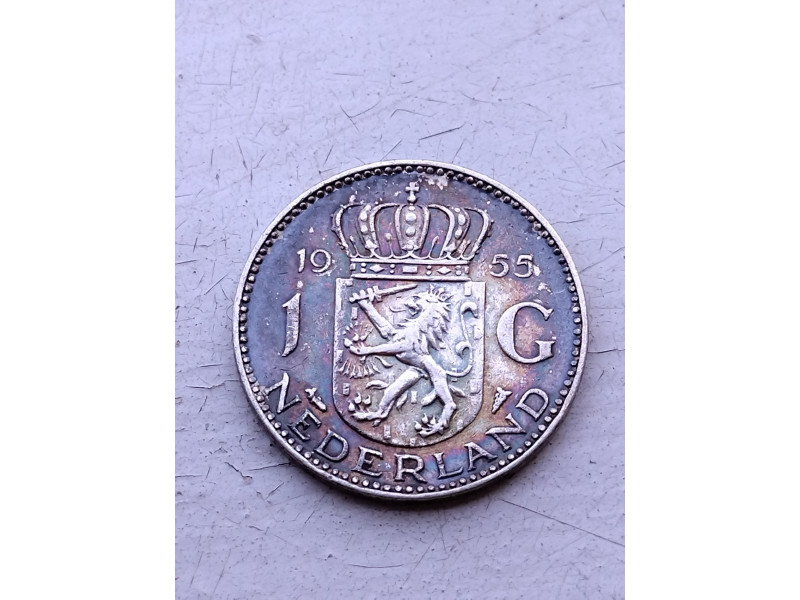 Srebro - 1 Gulden 1955 - Holandija