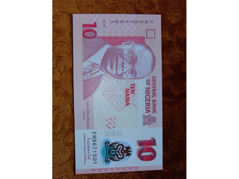 Nigerija 10 naira,2019 god.UNC