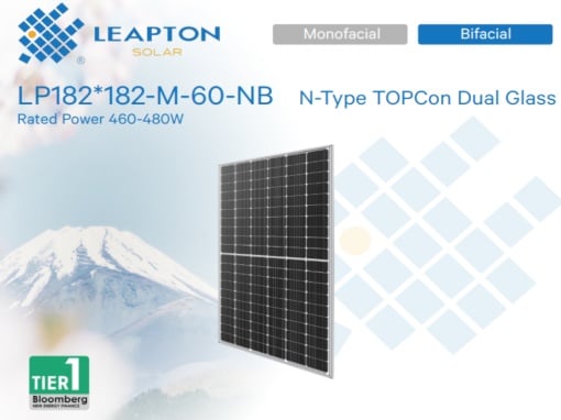 PV modul LEAPTON,480W,BF,N Tip,1200mm, silver frame