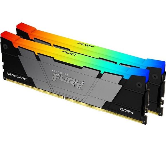 Kingston - DDR4 64GB (2x32GB) 3200MHz [FURY RENEGADE RGB], Non-ECC UDIMM, CL16 1.35V, 288-Pin 2Rx8, Memory Kit, w/RGB Heatsink, XMP