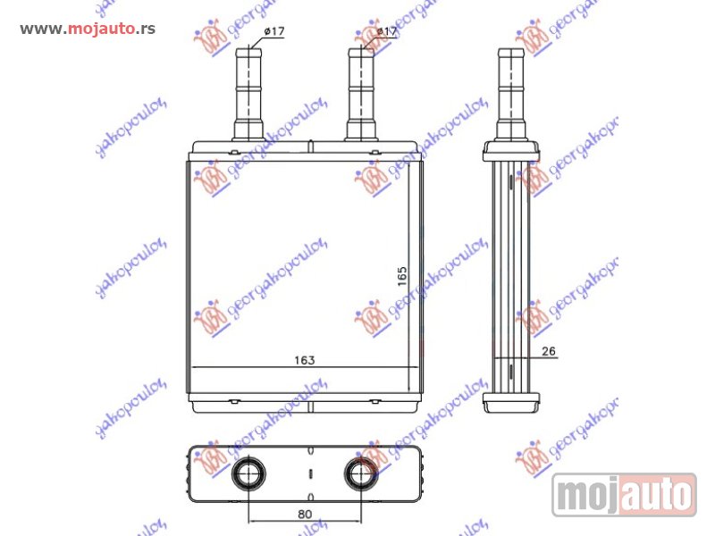 GREJAC KABINE (B) (+/-AC) (165x163) Hyundai getz 06-10 -dostupno