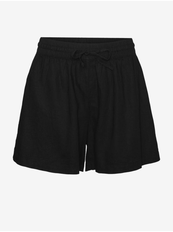 Women's black linen shorts Vero Moda Linn - Women