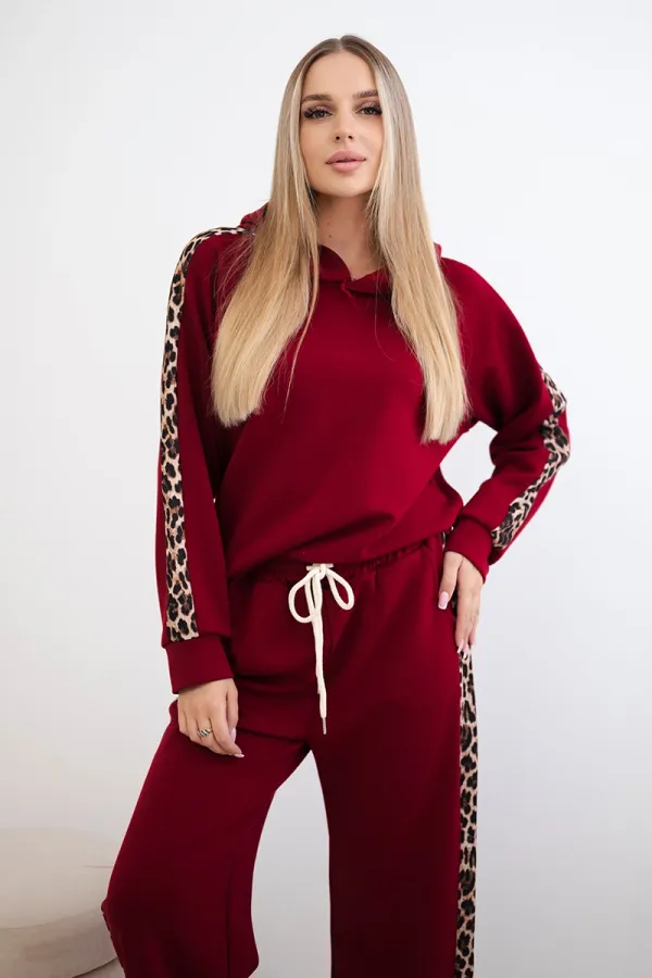 KESI WŁOSKI VISCOSE SET WITH LEOPARD STRIPES BURGUNDY