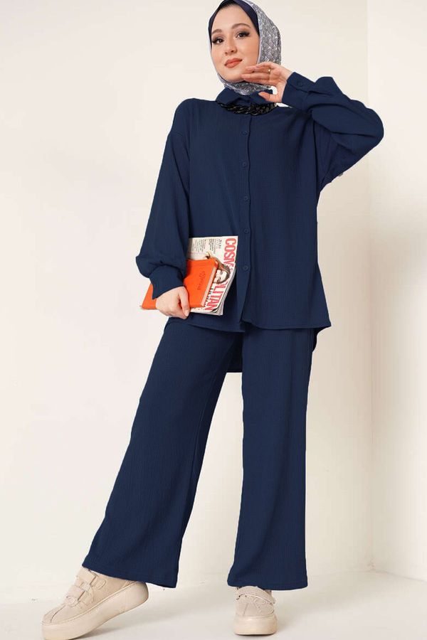 BIGDART T5858 KNITTED HIJAB DOUBLE SUIT - C.NAVY BLUE