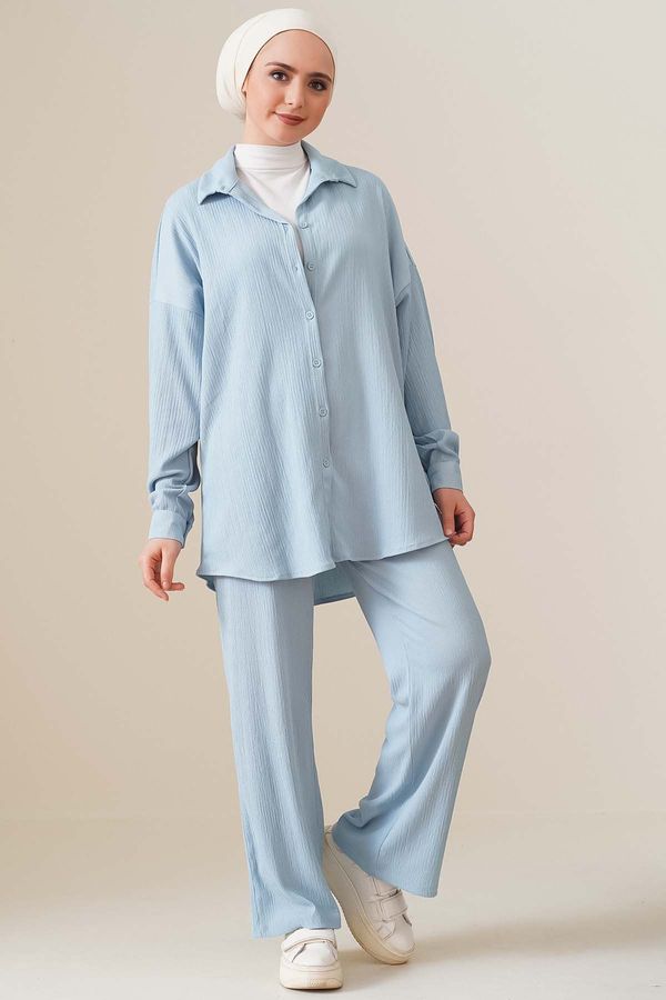 BIGDART T5858 KNITTED HIJAB TWO PIECE SUIT - LIGHT BLUE