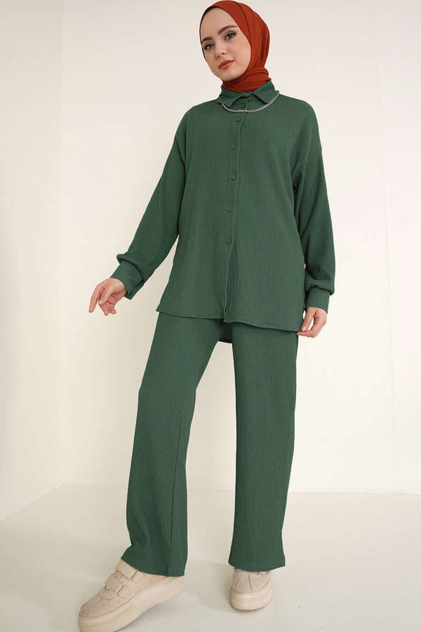 BIGDART T5858 KNITTED HIJAB TWO PIECE SUIT - EMERALD GREEN