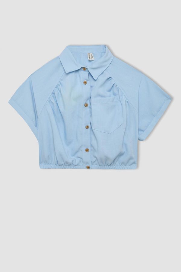 DEFACTO GIRL'S CROP COTTON SHORT SLEEVE SHIRT