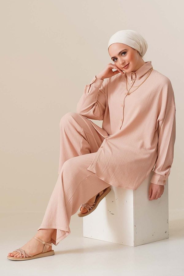 BIGDART T5858 KNITTED HIJAB DOUBLE SET - BISCUIT