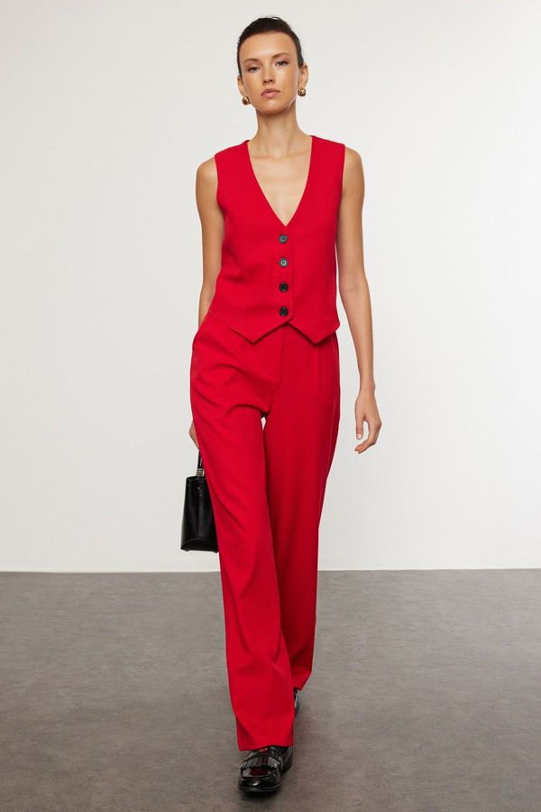 TRENDYOL RED REGULAR WOVEN VEST WIDE LEG/WIDE LEG TROUSER SET